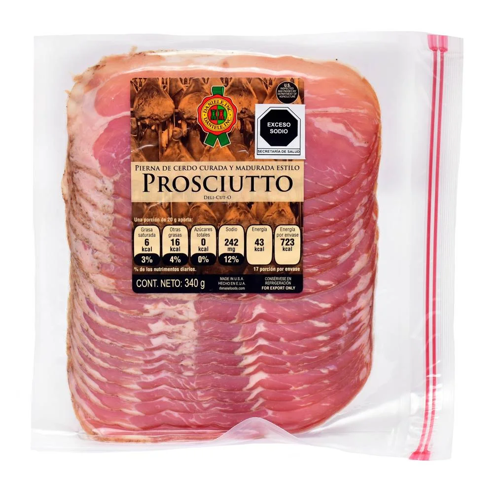 Jamón rebanado 340 g, prosciutto daniele, pieza | Agrotitlan